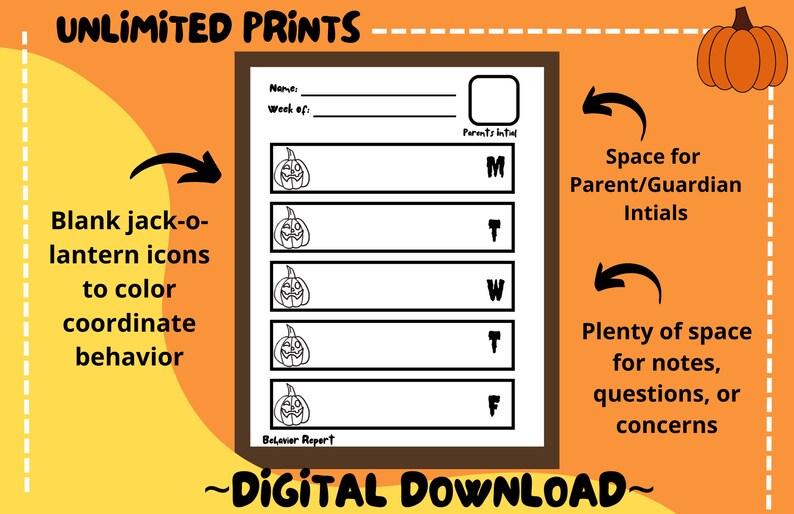 Printable Student Behavior Report K-2nd Grade PNG/PDF Send - Etsy