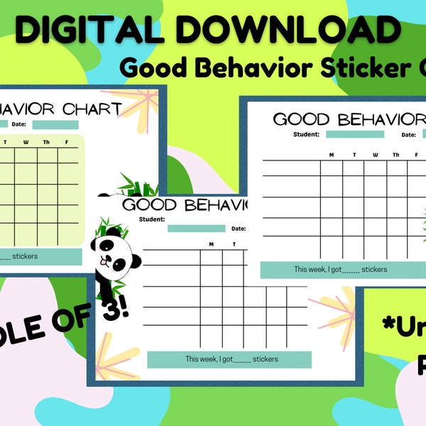 Good Behavior Sticker Chart - Etsy