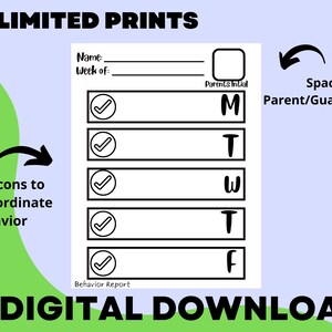 Printable Student Behavior Report K-2nd Grade PDF Send - Etsy