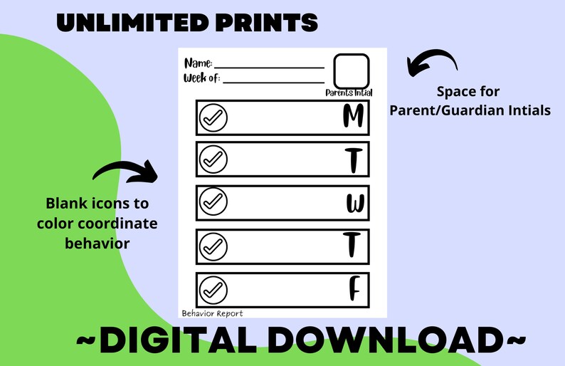 Printable Student Behavior Report K-2nd Grade PDF Send - Etsy