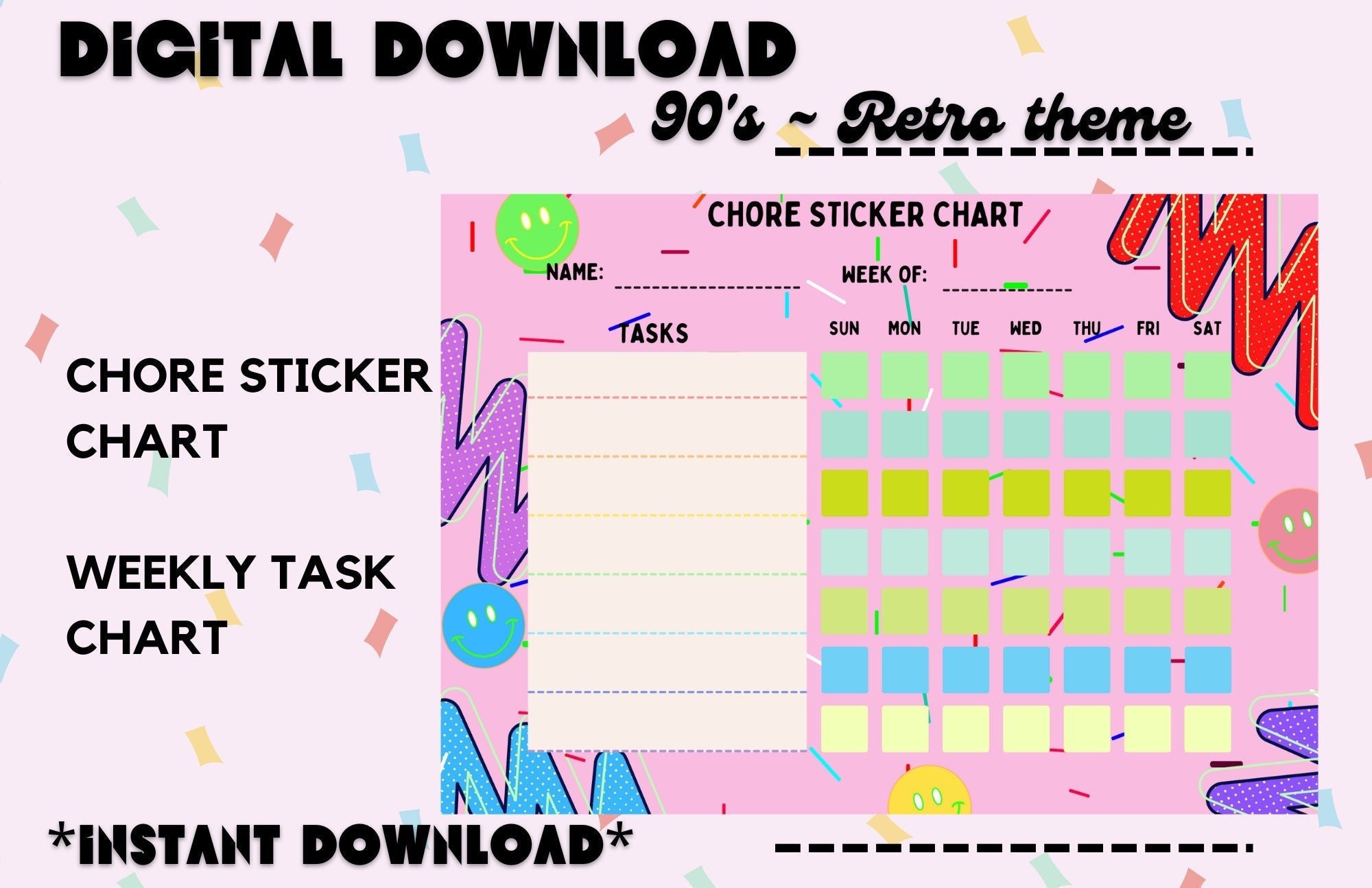Chore Sticker Chart Bundle Chore Chart Weekly Chore Chart Digital ...