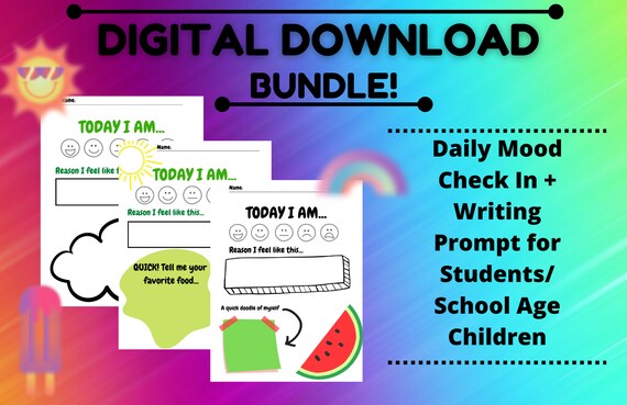 Daily Mood Check in Bundle Student Printable Mood Chart - Etsy