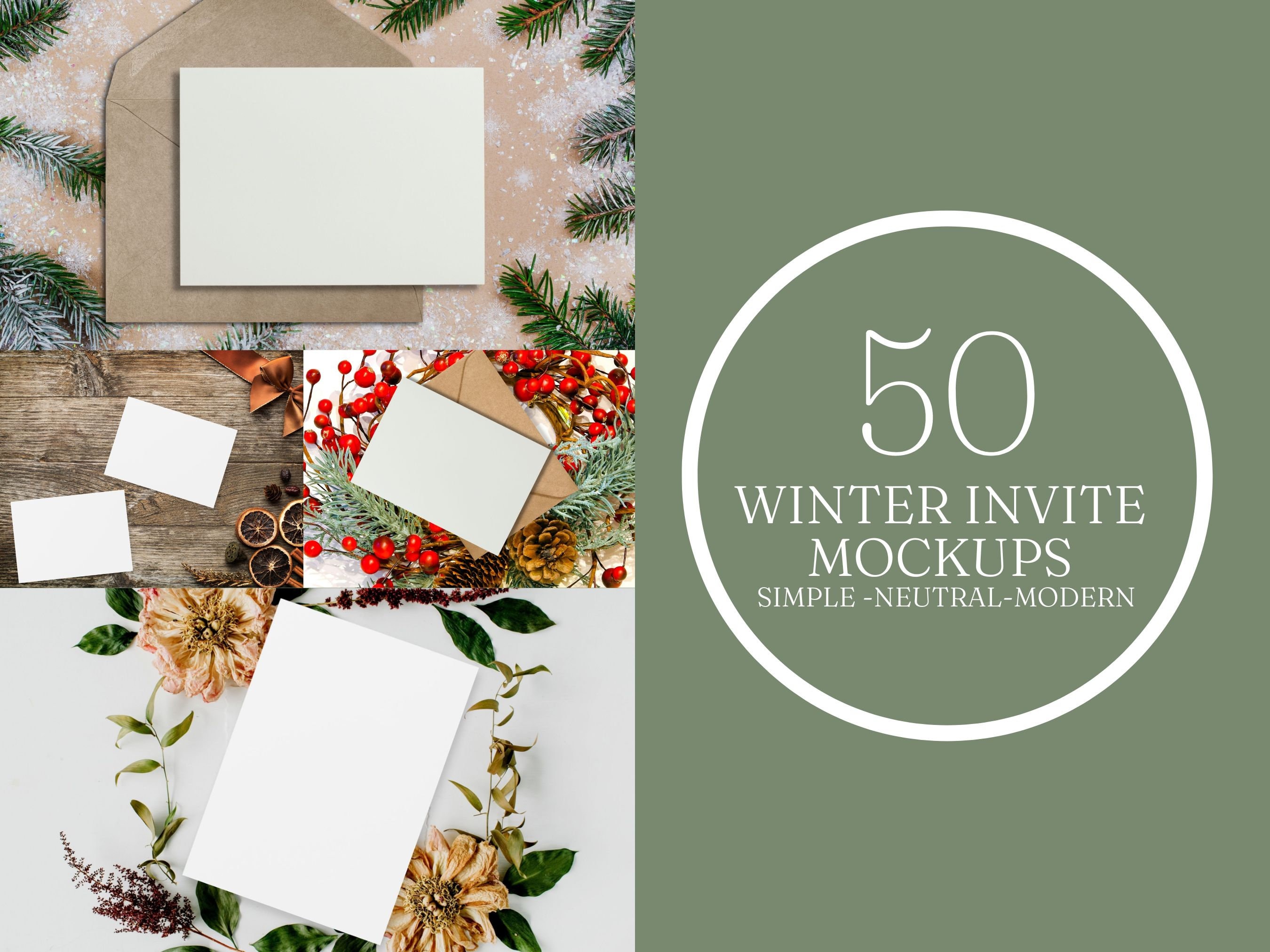 50 Invitation Mockups Card Mockup Bundle 5x7 Mockups Invite - Etsy