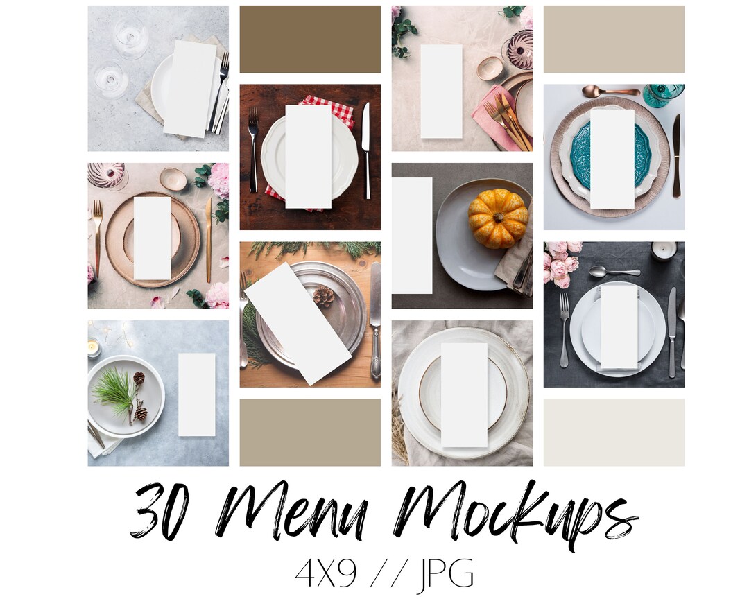 Restaurant 4x9 Menu Mockup, Minimalist Table View, Portrait Menu Design ...