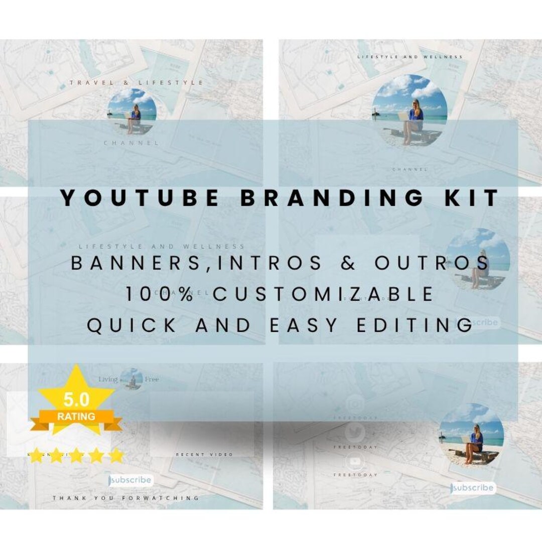 Youtube Channel Brand Kit Canva Template -editable Banner, Intro ...