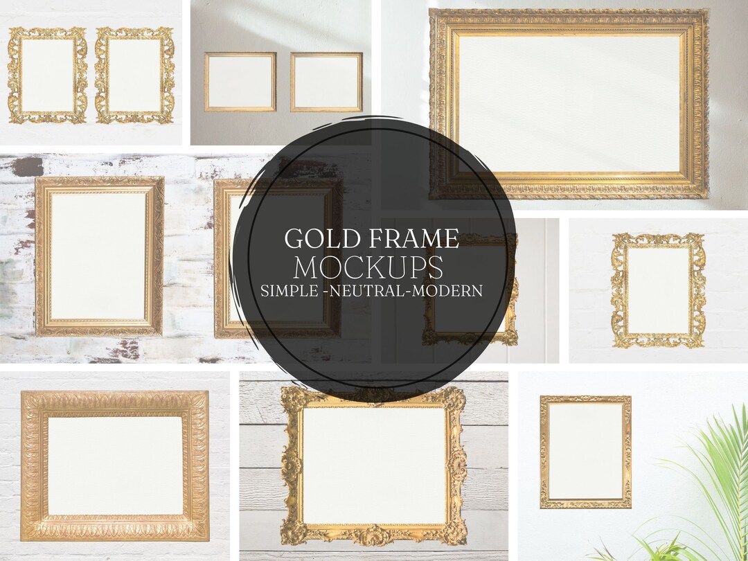 Gold Frame Mockup, Gold Fram Mockup Bundle, Gold Mockup Bundle, Framed ...
