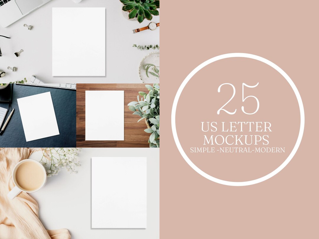 8.5x11 US Letter Mockup Bundle With Journal, Chart, Resume, and Desk ...