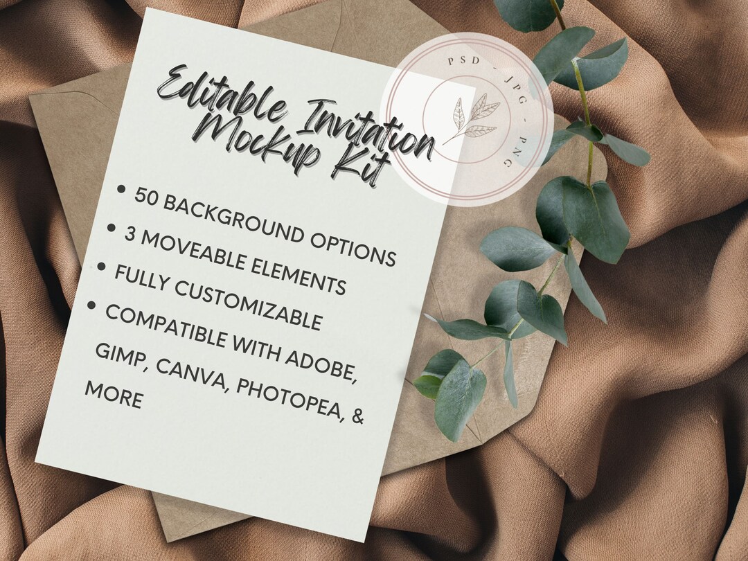 Invitation Mockup Bundle Wedding PSD Kit Boho Minimalist Customizable ...