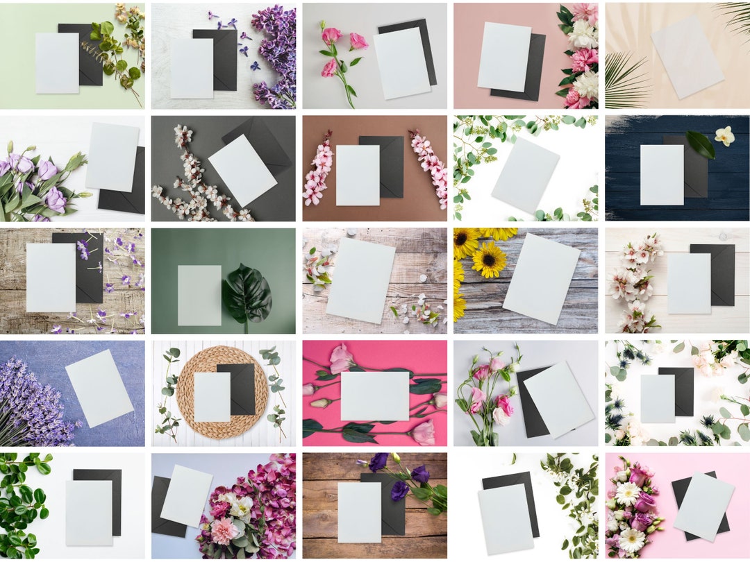 Floral Spring Card Mockups Bundle for Wedding and Party Invitations - Etsy