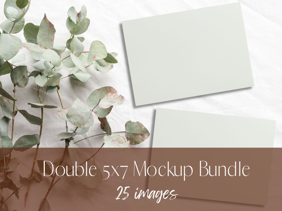 Boho Digital Paper Wedding Card Mockup Bundle - 5x7 Invitation Greeting ...