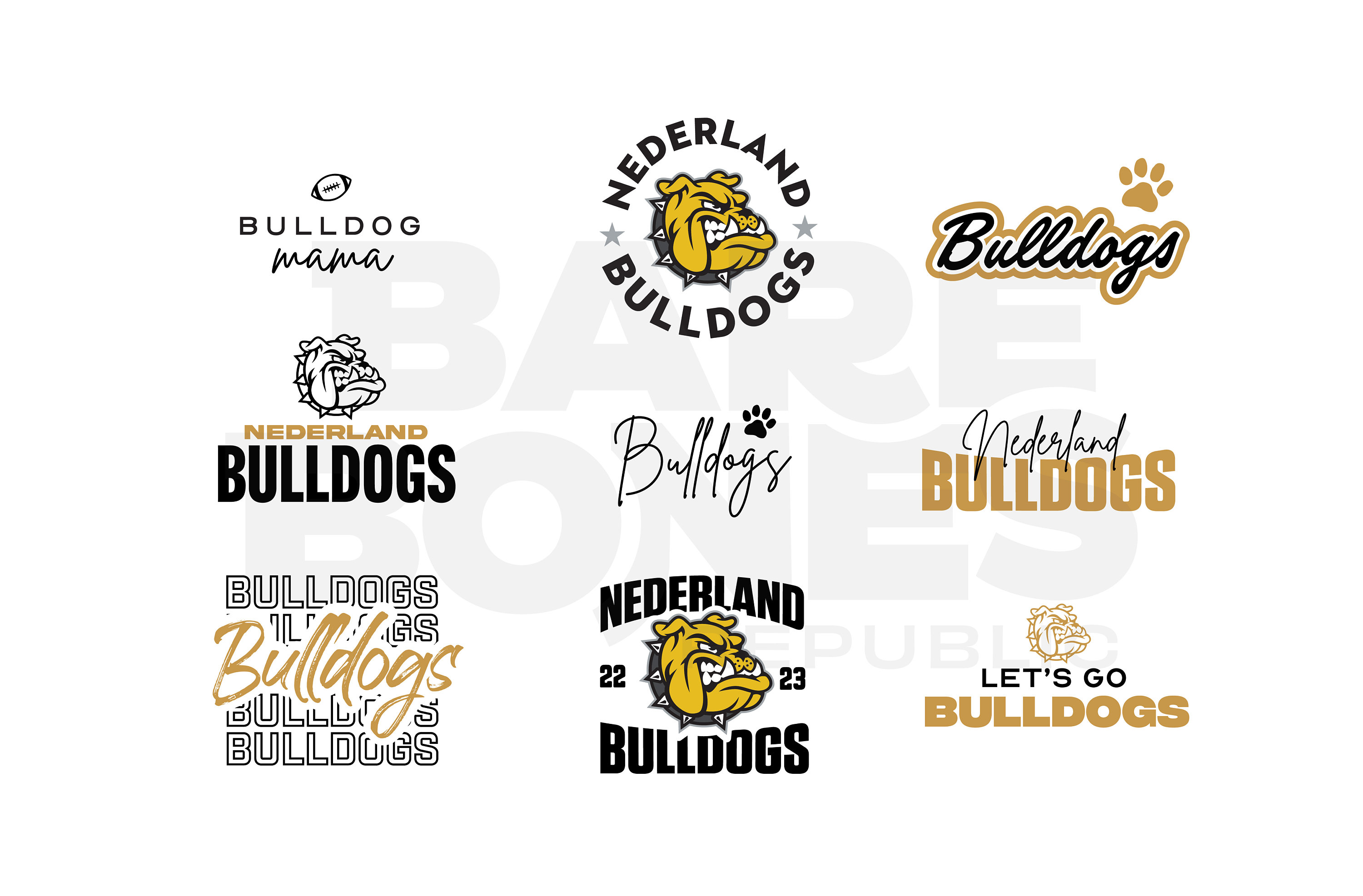 Bulldog Art SVG Design Bundle - Etsy