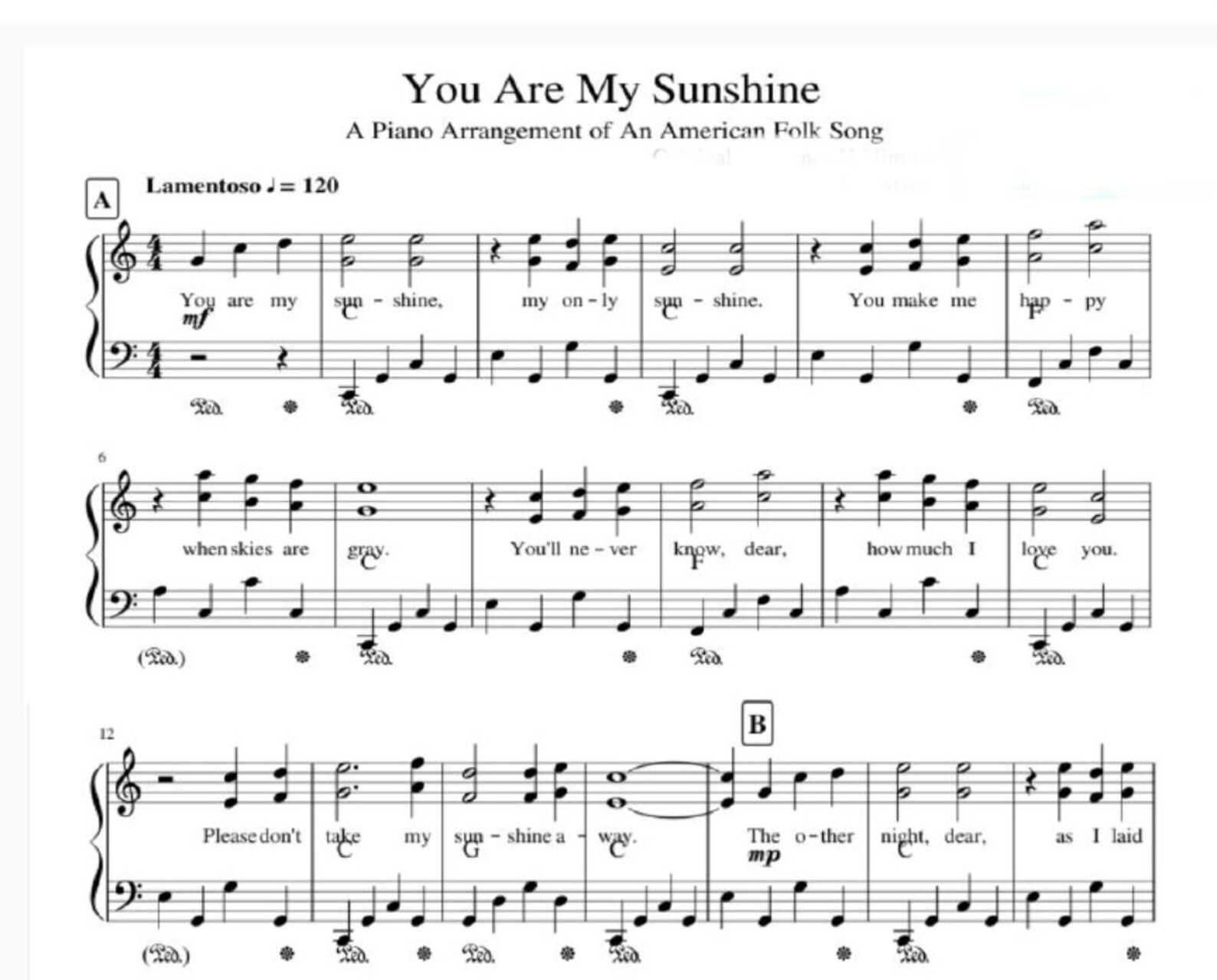 You Are My Sunshine, Piano Notesscoresheet Music Sheet, Digital ... You Are My Sunshine, Piano Notesscoresheet Music Sheet, Digital ...