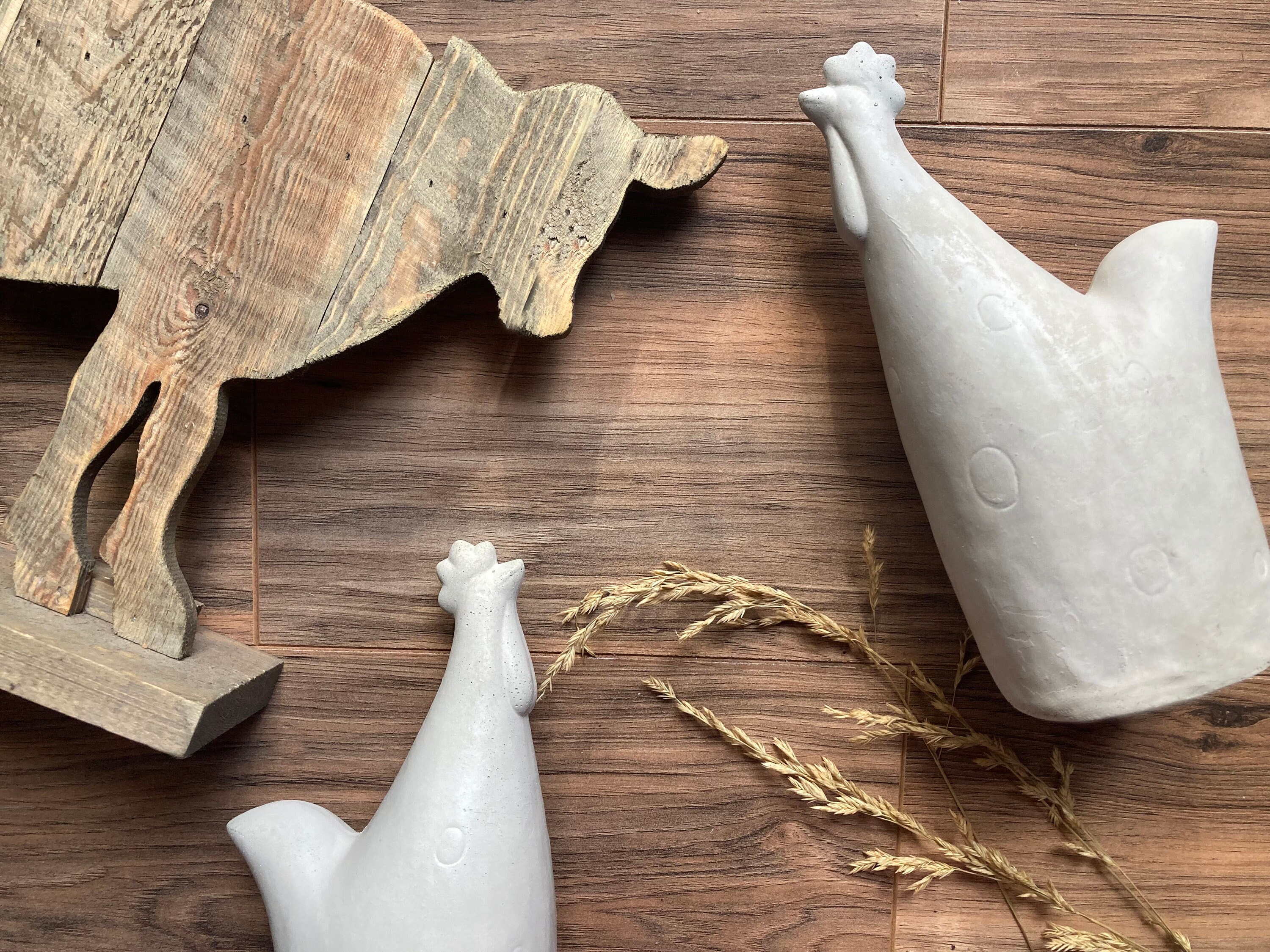 CONCRETE CHICKEN FIGURINE, Concrete Chicken Statue, Chicken Decor ...