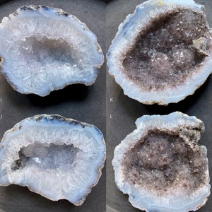 LAS CHOYAS COCONUT Polished Half, Agate Geode, Mexico Mineral, Polished Rock Specimen, Crystal ...