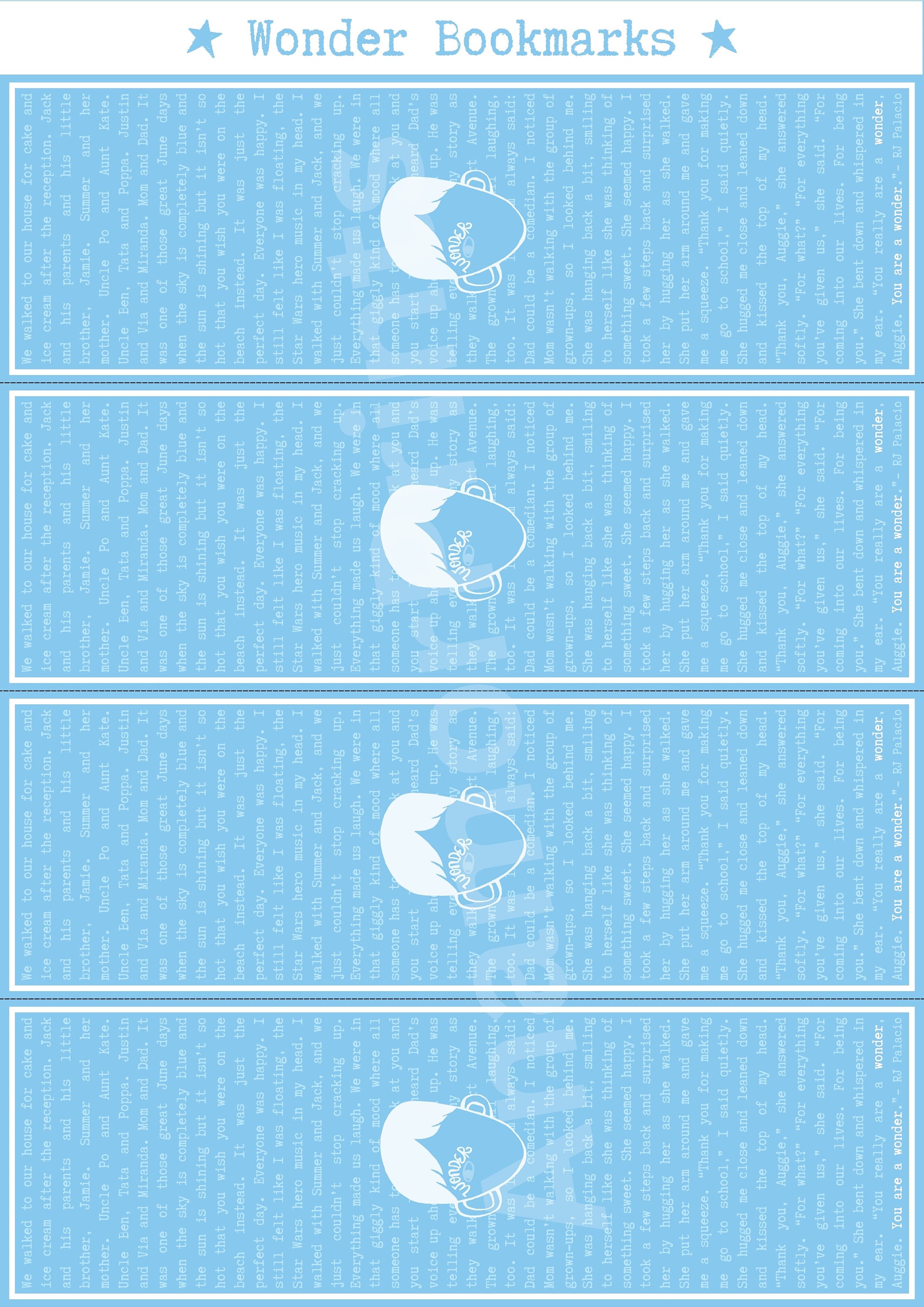 Wonder Ending Printable Bookmarks | Wonder Book | Choose Kind | School ...