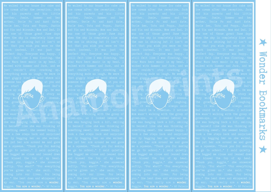 Wonder Ending Printable Bookmarks | Wonder Book | Choose Kind | School ...