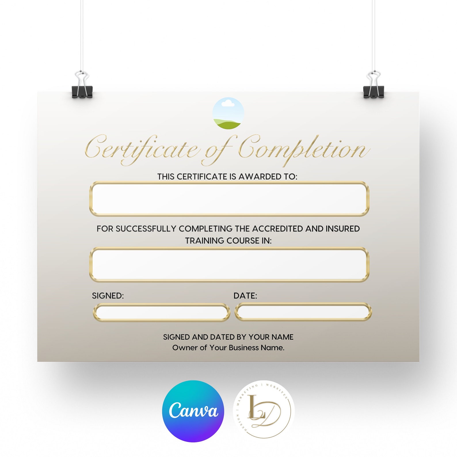 Editable Certificate of Completion | Certificate of Completion | Gold ...
