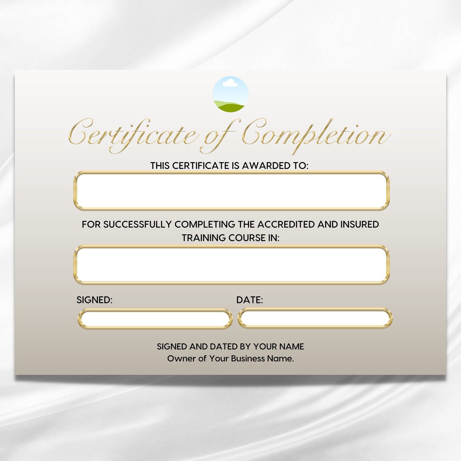 Editable Certificate of Completion | Certificate of Completion | Gold ...