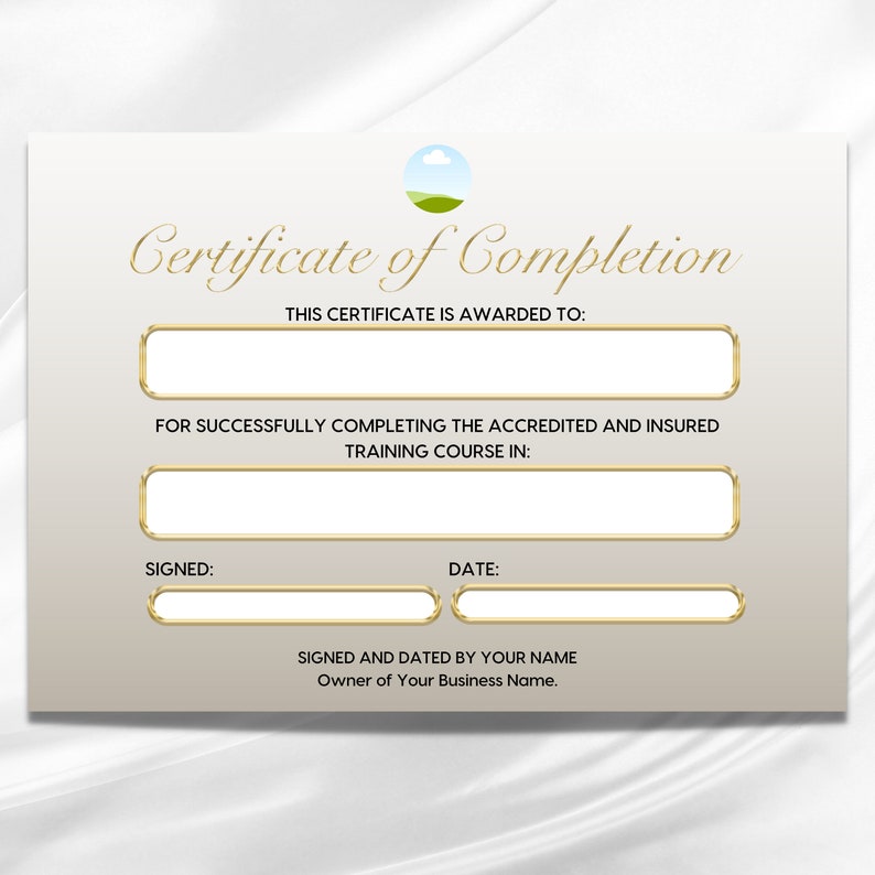 Editable Certificate of Completion | Certificate of Completion | Gold ...