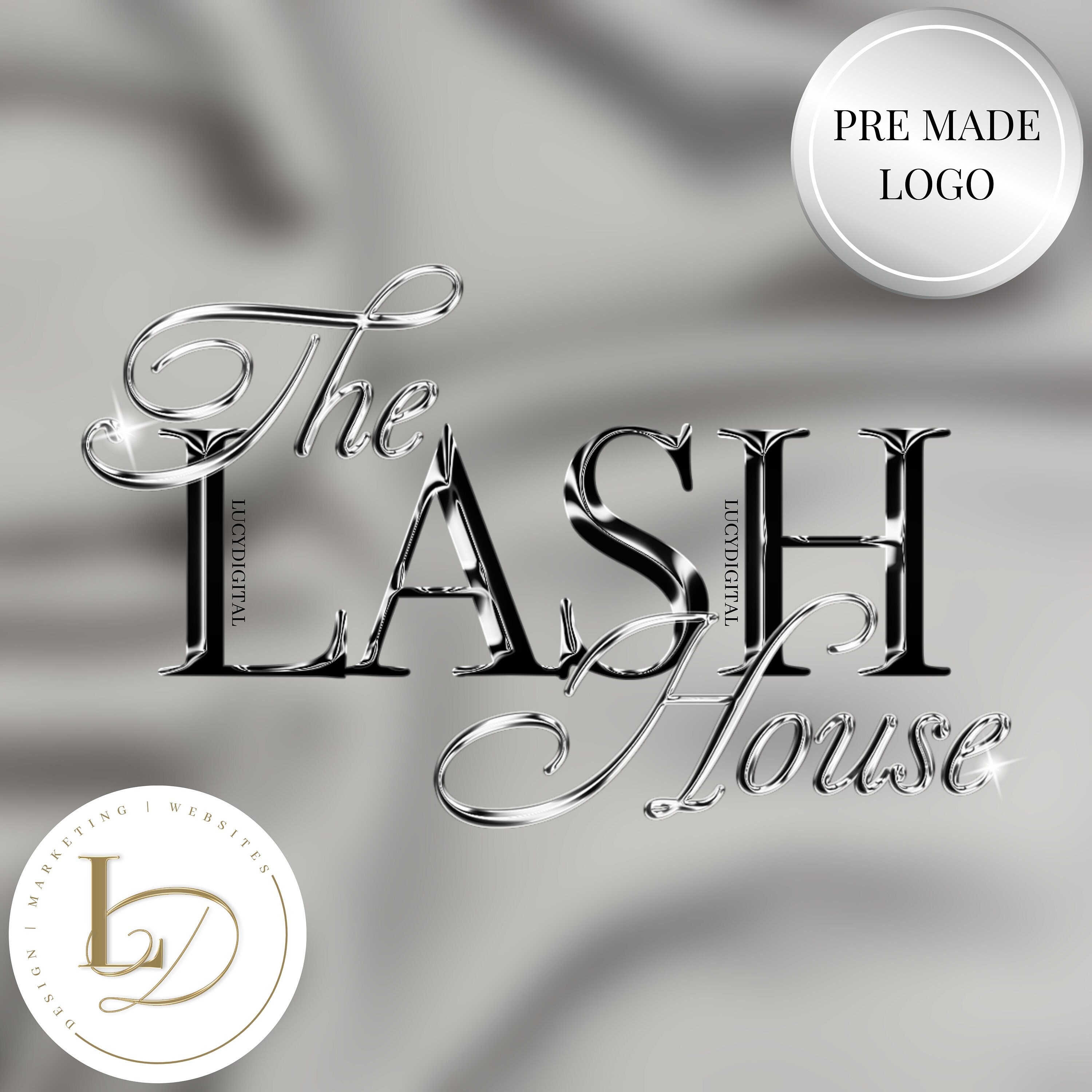 Beauty Logo, Lash Logo, Lashes Logo, Premade Logo, Custom Logo, Chrome ...