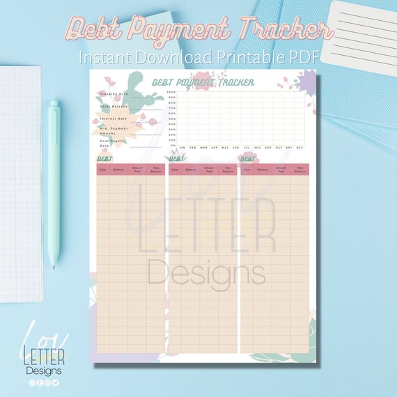 Earthy Pink Payoff Debt Tracker Instant Download Track Debt - Etsy