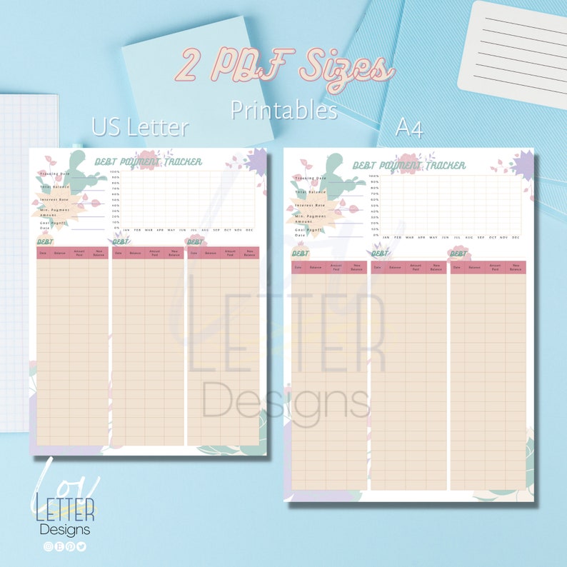 Earthy Pink Payoff Debt Tracker Instant Download Track Debt - Etsy