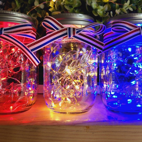 Patriotic Mason Jars - Etsy
