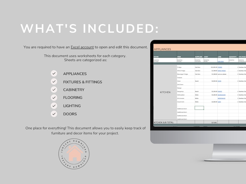 Interior Design Project Tracker - Project Management- Excel Template ...