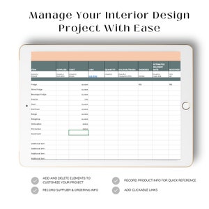 Interior Design Project Tracker Project Management Excel - Etsy