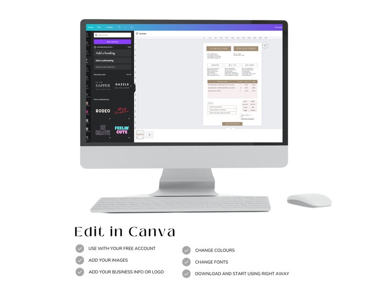 Purchase Order Template - Canva Template - Interior Design Purchase ...