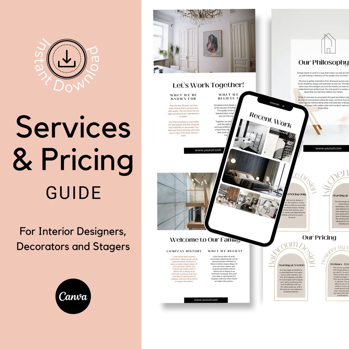 Interior Design Services & Pricing Guide Fully Editable - Etsy