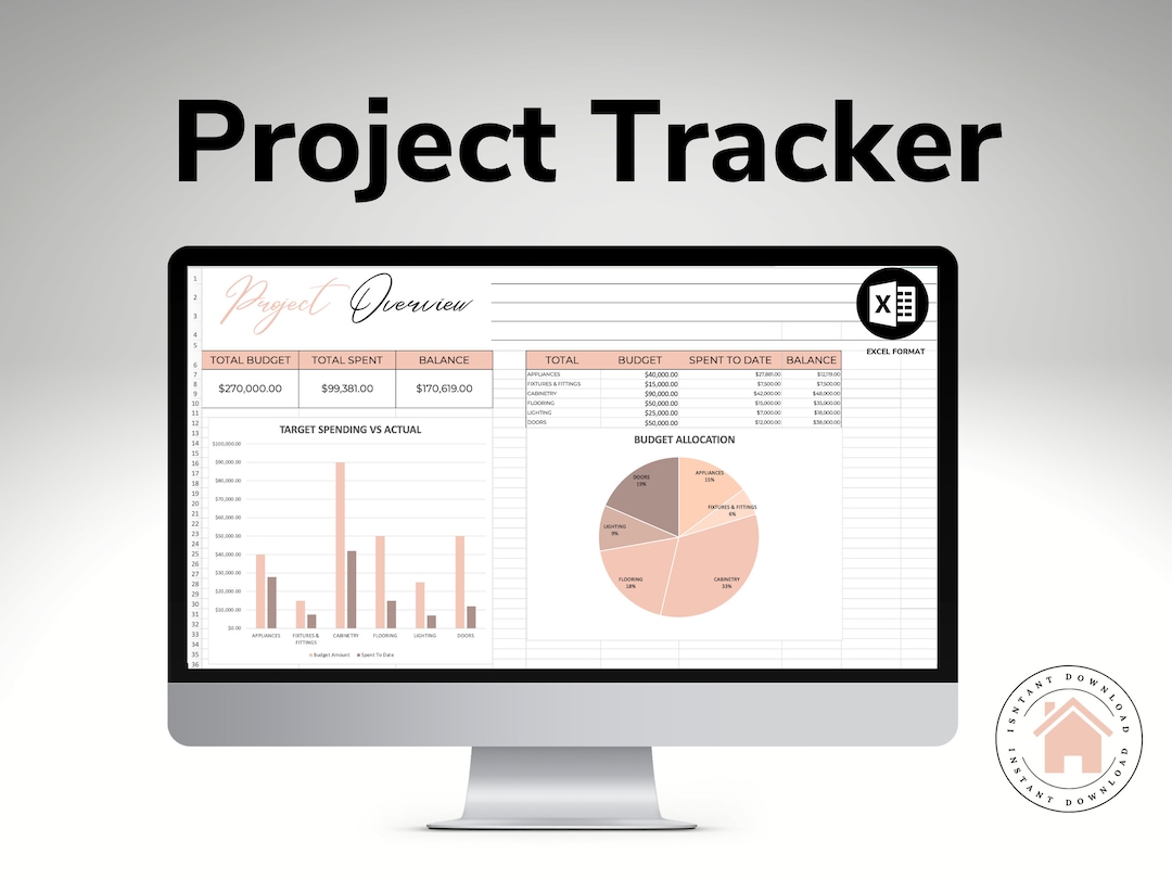 Interior Design Project Tracker - Project Management- Excel Template ...