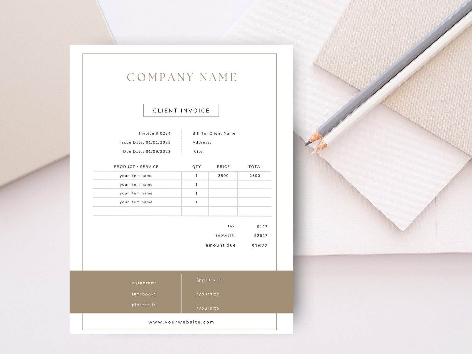 Interior Design Client Invoice - Canva Template - Interior Design ...