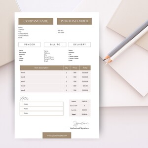 Purchase Order Template - Canva Template - Interior Design Purchase ...