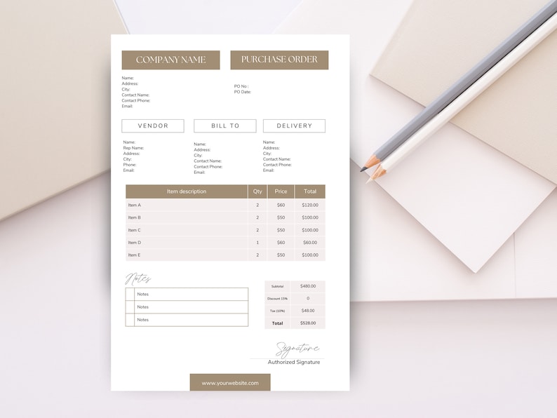 Modèle de bon de commande - Modèle Canva - Bon de commande de design d ...