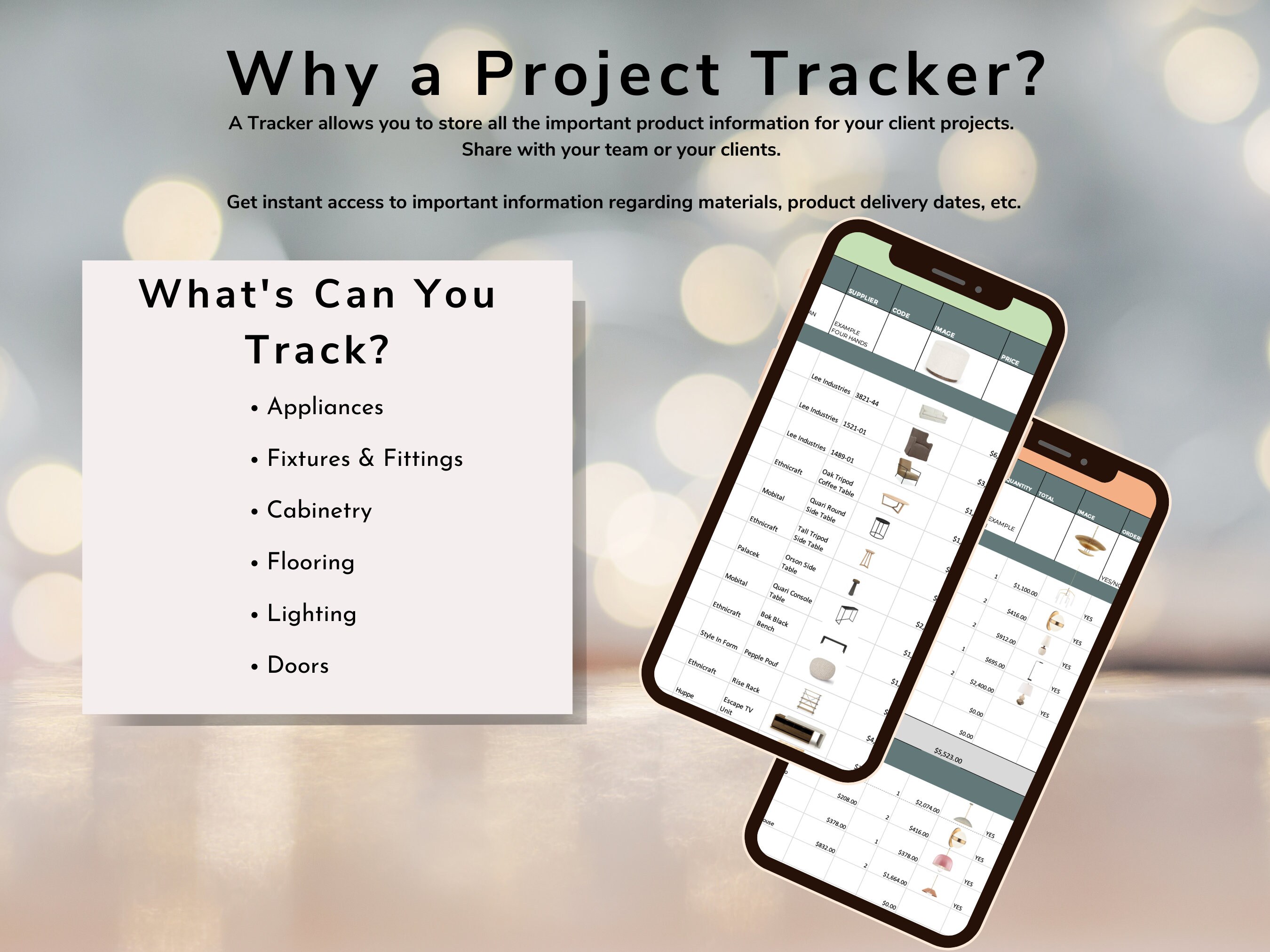 Interior Design Project Tracker Project Management Excel - Etsy