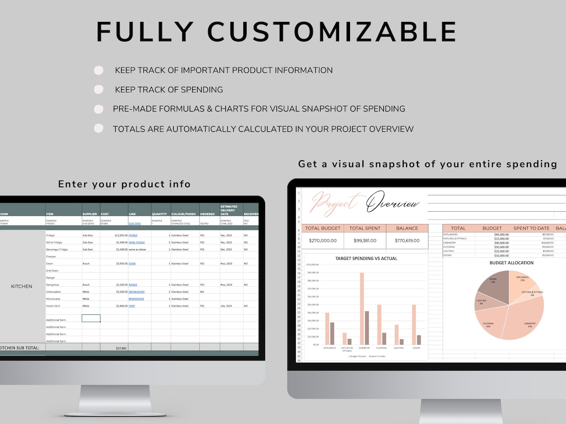 Interior Design Project Tracker - Project Management- Excel Template ...