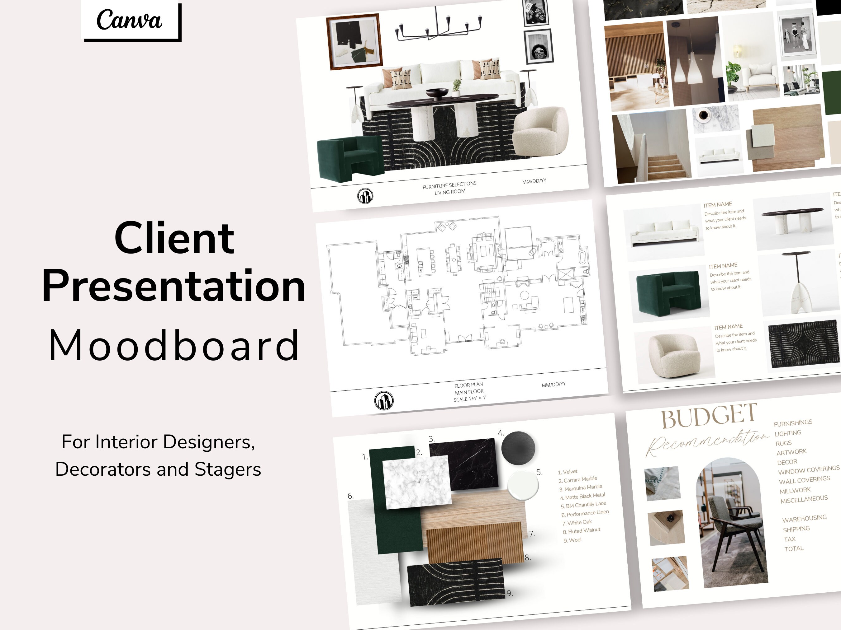 Client Presentation Template Interior Design Moodboard - Etsy Canada