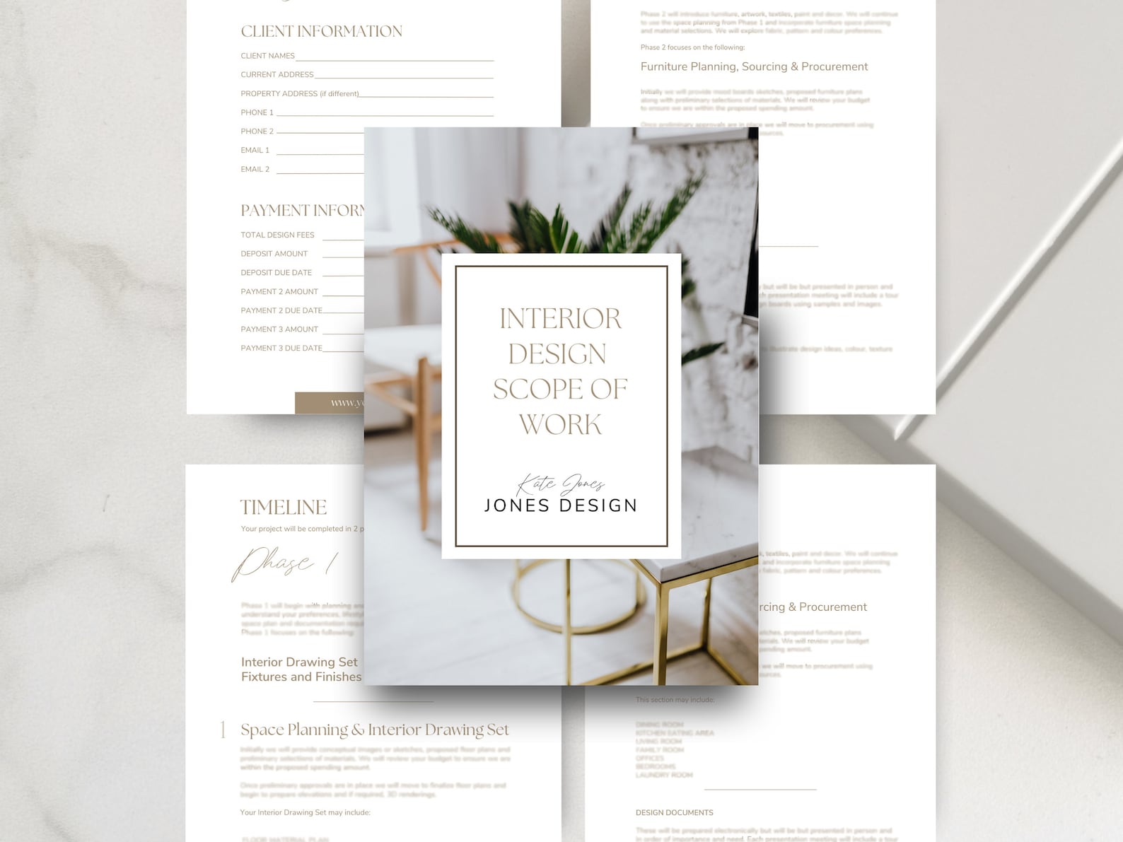 Interior Design Contract Template - Fully Editable - Canva Template ...