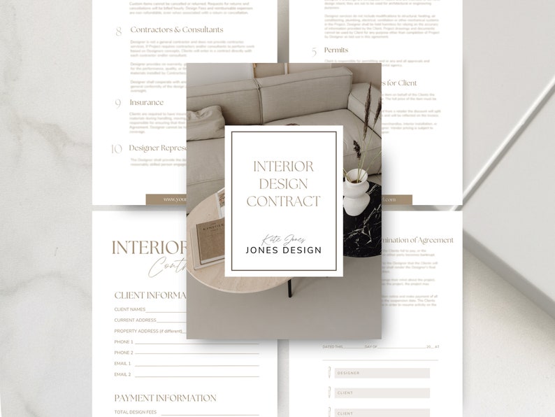 Interior Design Contract Template - Fully Editable - Canva Template ...