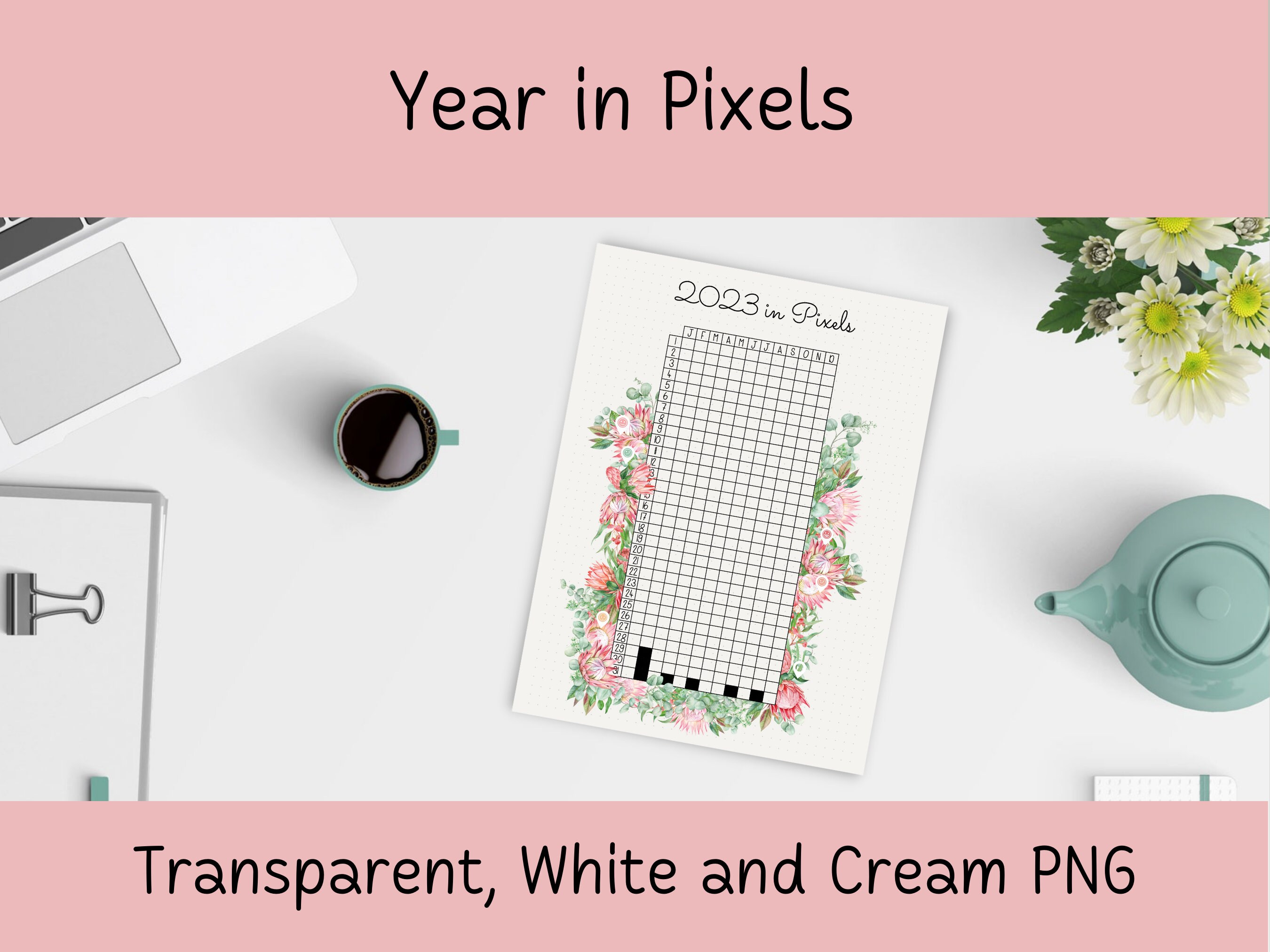 Year in Pixels Mood Tracker Digital Printable - Etsy