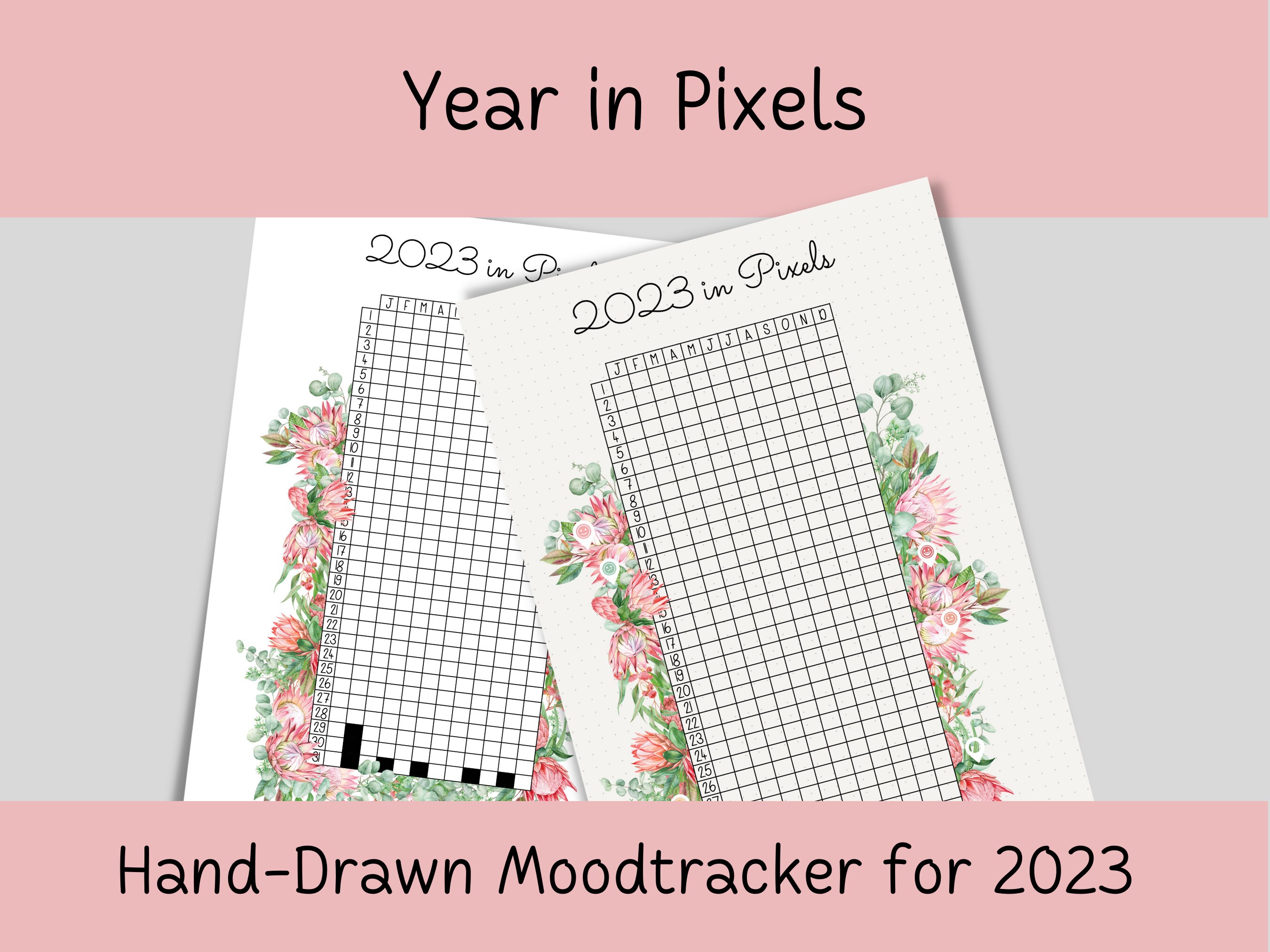 Year in Pixels Mood Tracker Digital Printable - Etsy