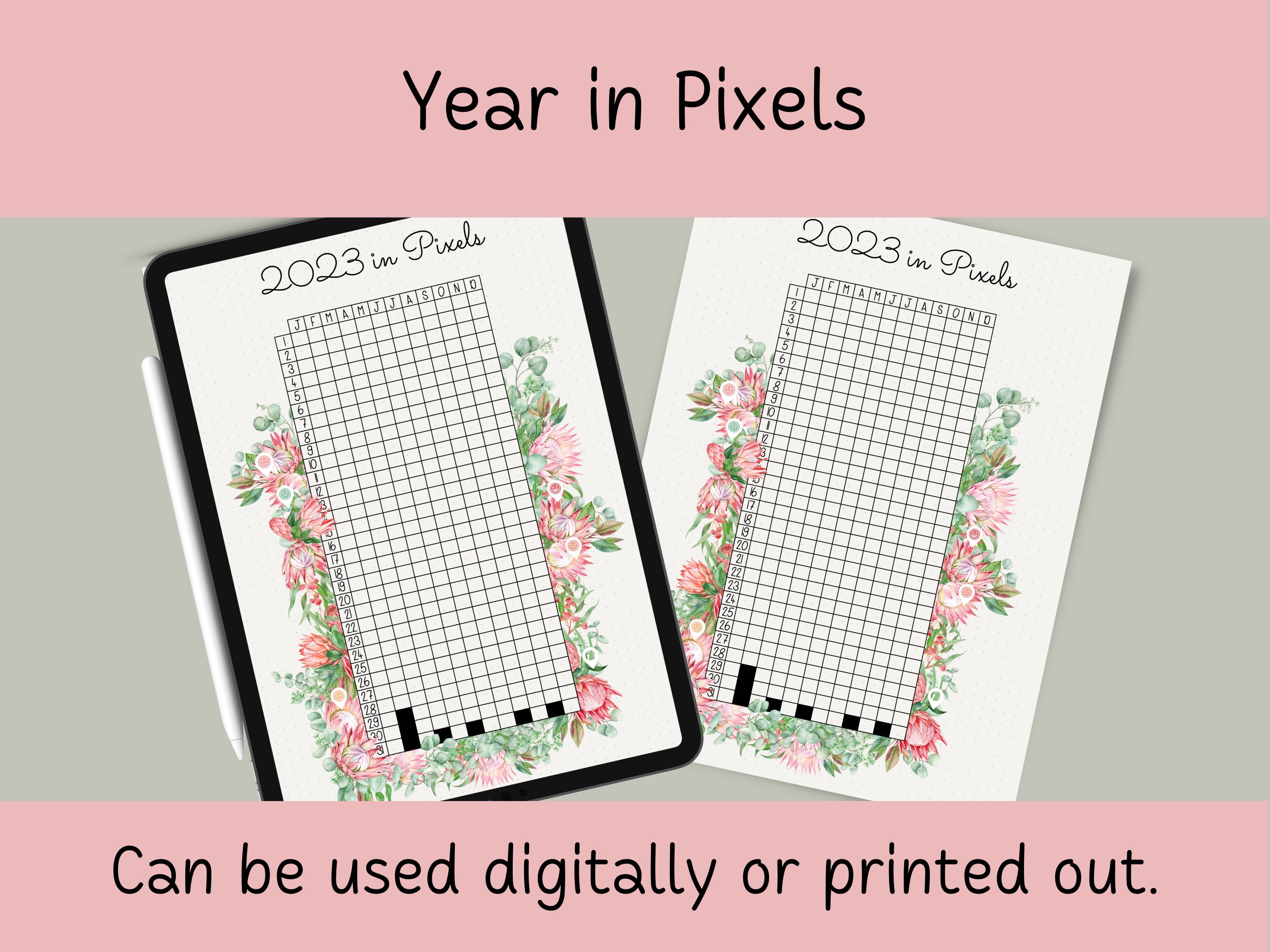 Year in Pixels Mood Tracker Digital Printable - Etsy