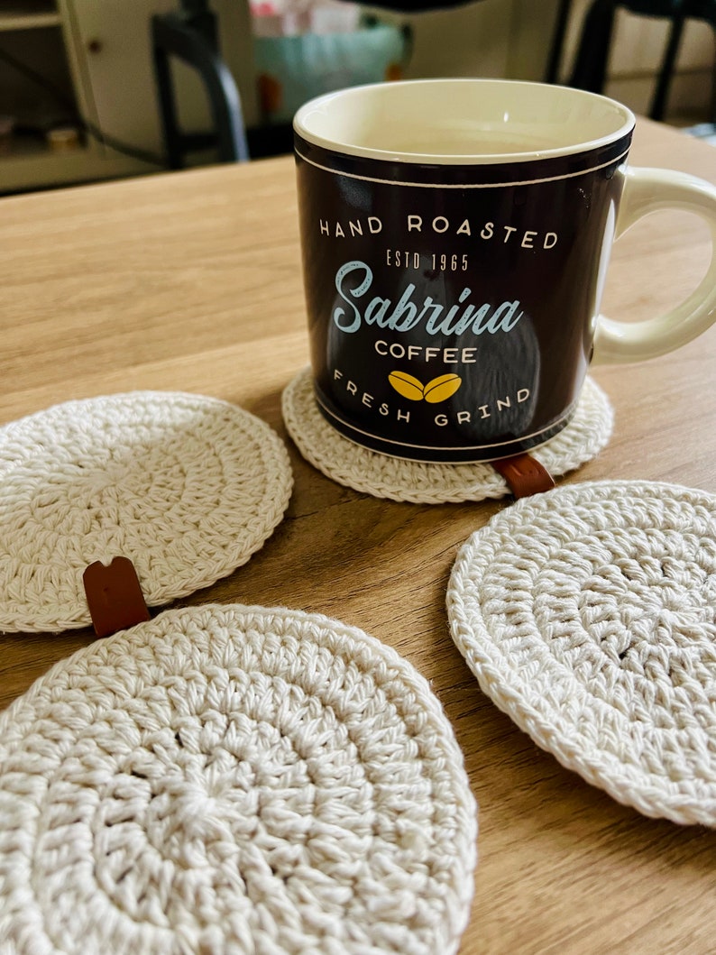 Set of 4 Handmade Crochet Coasters | Crochet Coaster Set | Housewarming ...