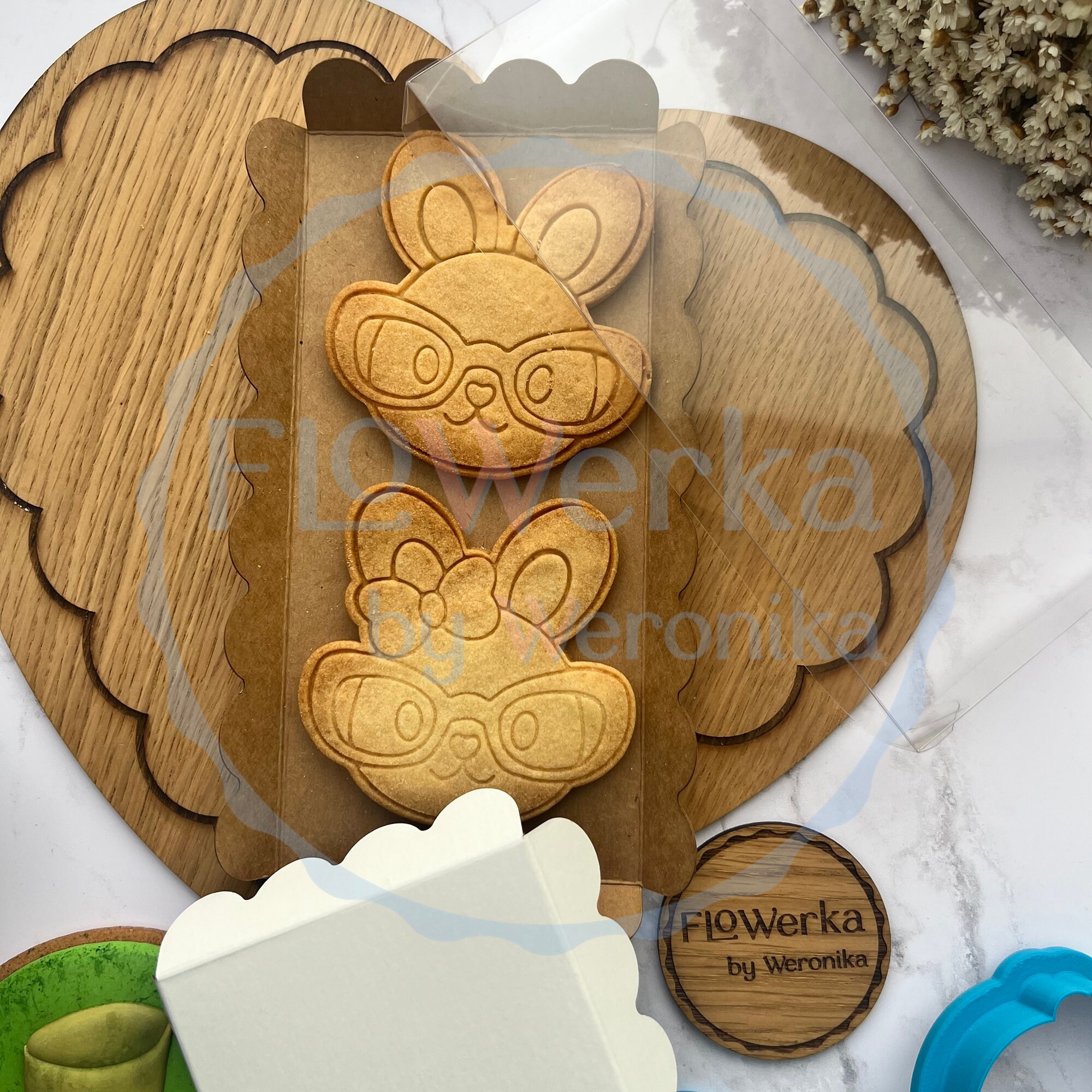 Set of 25 Scalloped Cardboard White-brown Box With Clear Lid for ...