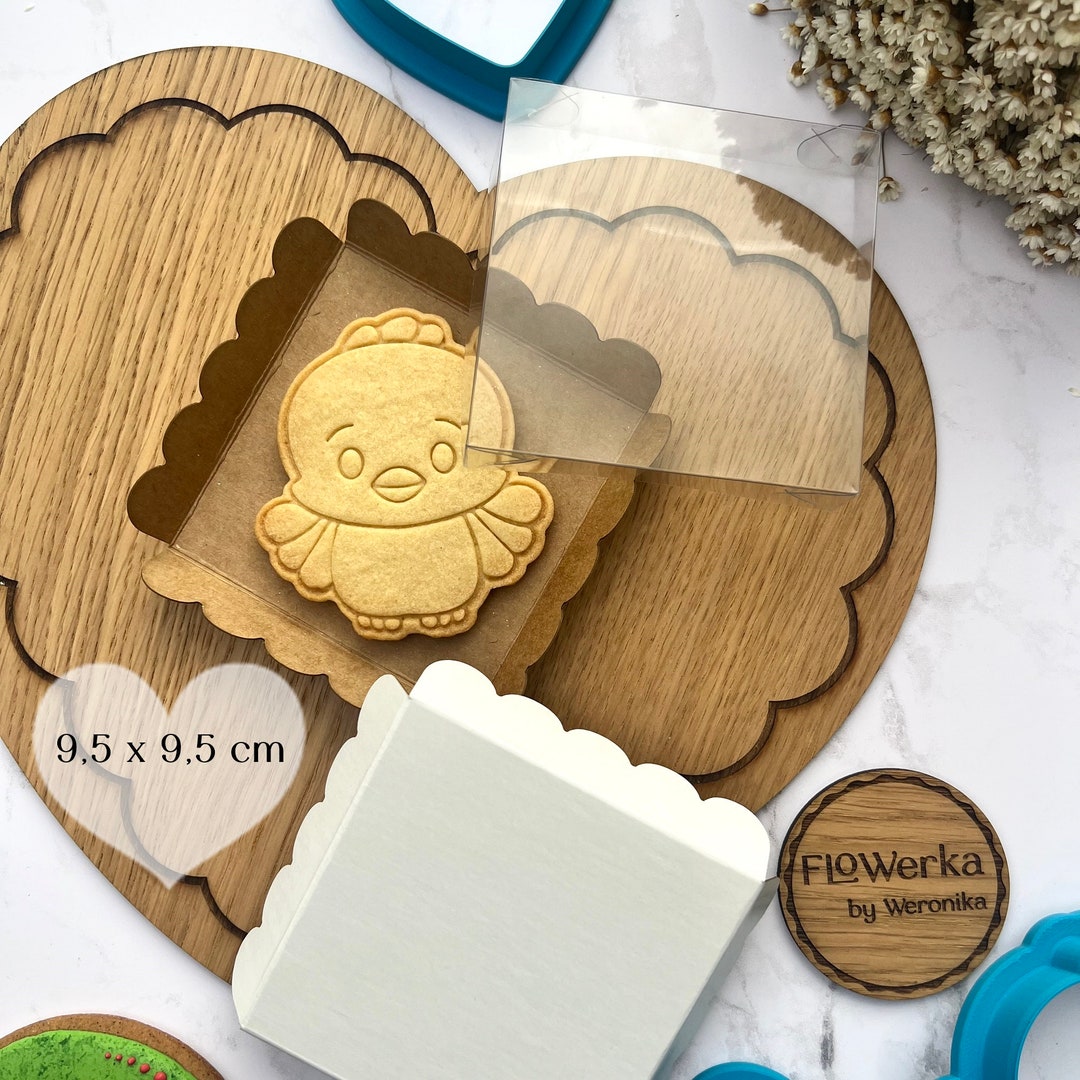 Set of 25 Small Scalloped Cardboard White-brown Box With Clear Lid for ...