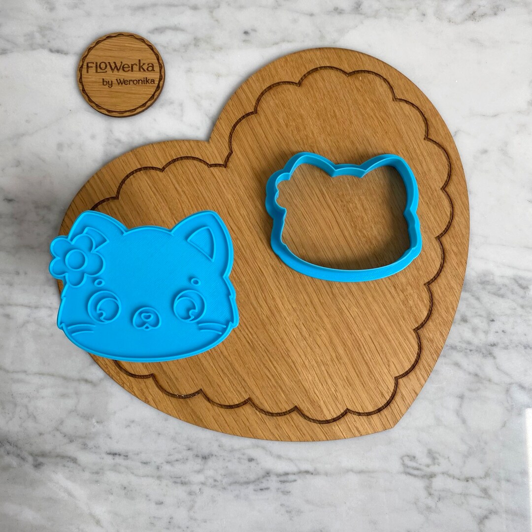 Girly Kitty Head With Daisy Cookie Cutter and Stamp - Etsy