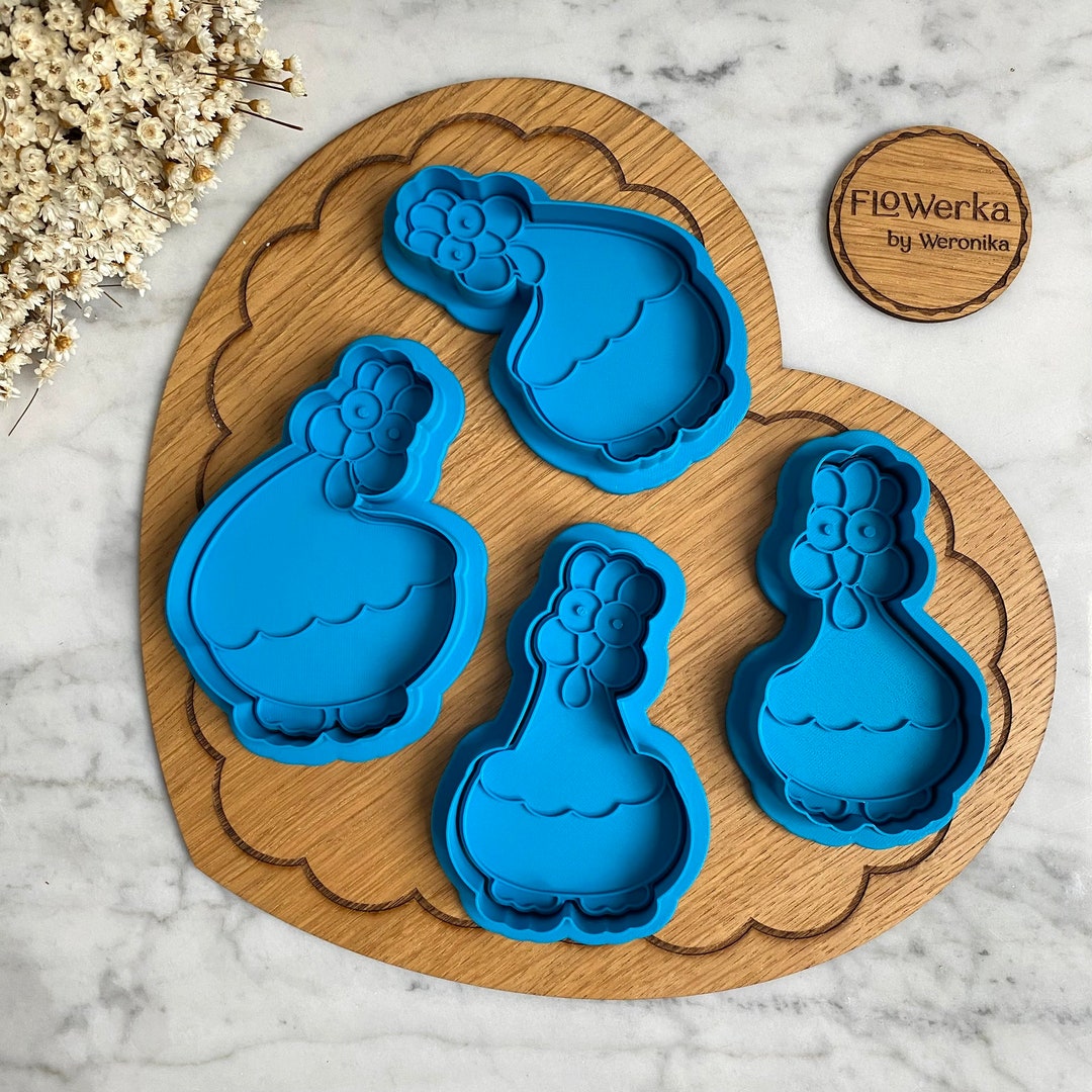 Funny Hen Cookie Cutter and Stamp Set, Easter Cutters for Cute Cookies ...