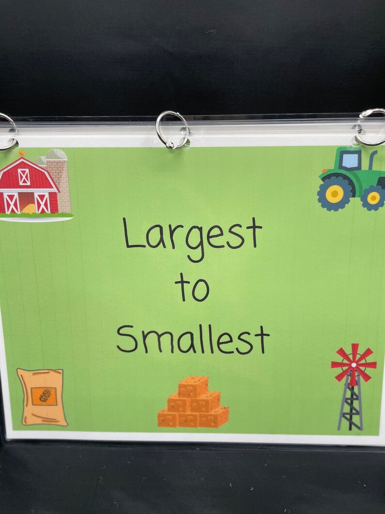 Ordering Largest to Smallest Preschool Activity File Folder Busy Book ...