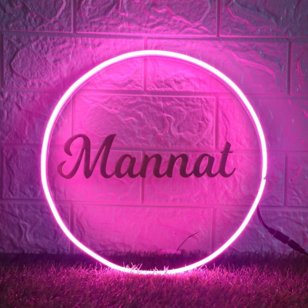 Round Acrylic Neon Name Plate 12 Inches - Etsy